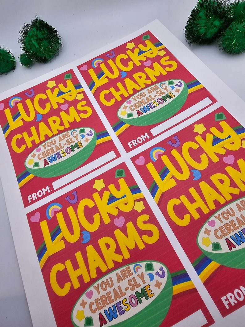 St Patrick's Printable St Patricks Day Lucky Charm Cereal Favor Tag Tag ...