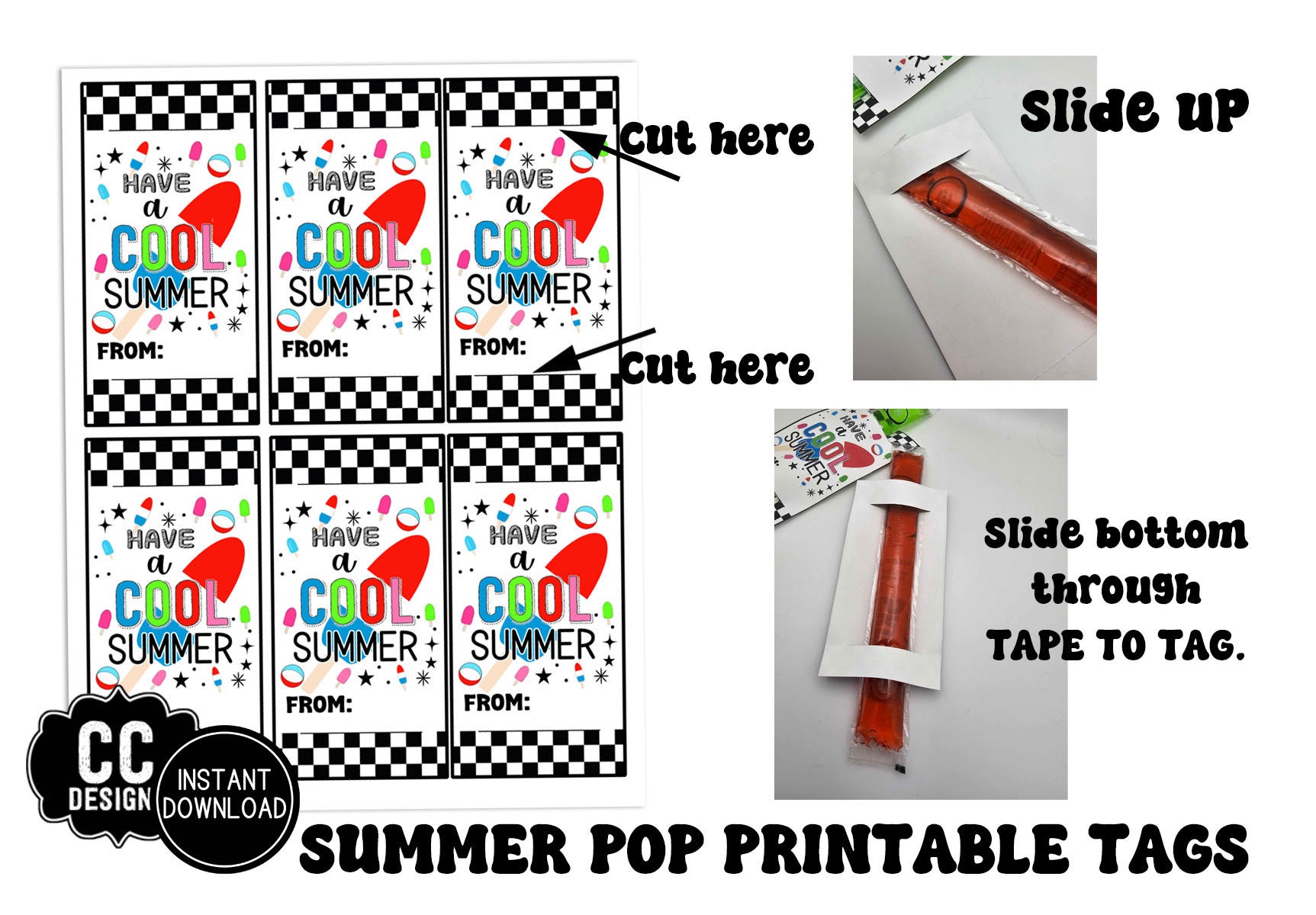 PRINTABLE Summer Pop Tags Tags for Summer Break Popsicle Tags for Ice ...
