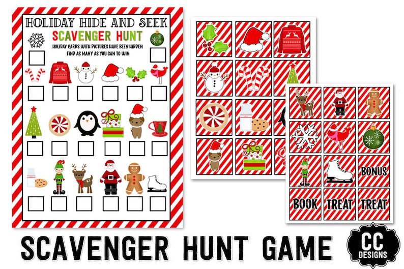 PRINTABLE Christmas Holiday Scavenger Indoor Hide Hunt Game Kids Hide ...