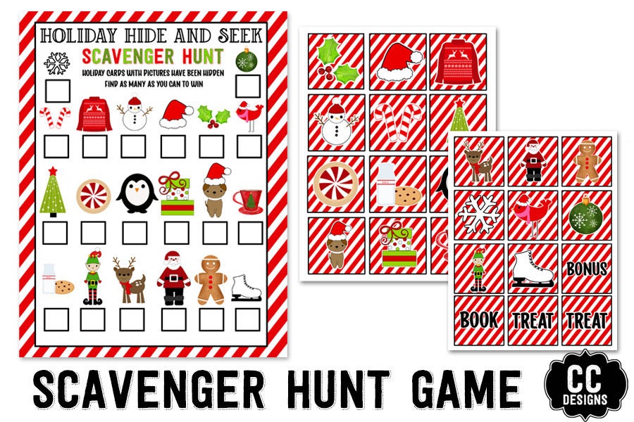 PRINTABLE Christmas Holiday Scavenger Indoor Hide Hunt Game Kids Hide ...