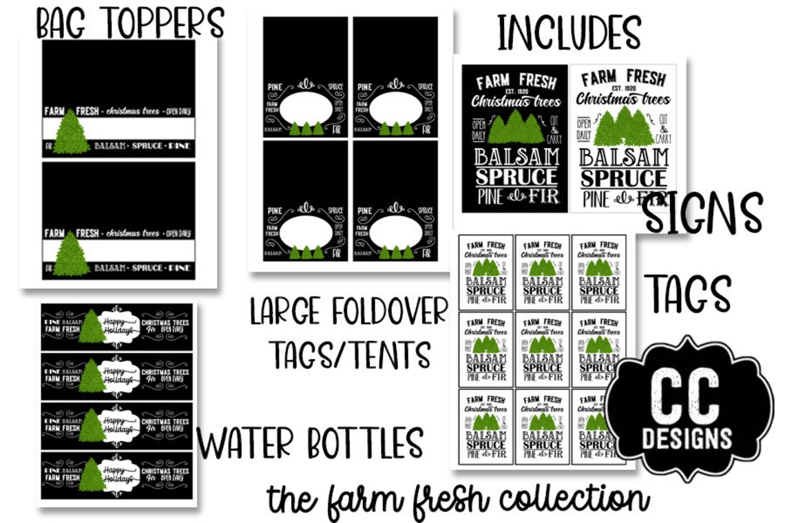 PRINTABLE- Farm Fresh Mega Pack Digital Collection Favor Tags Signs Bag ...