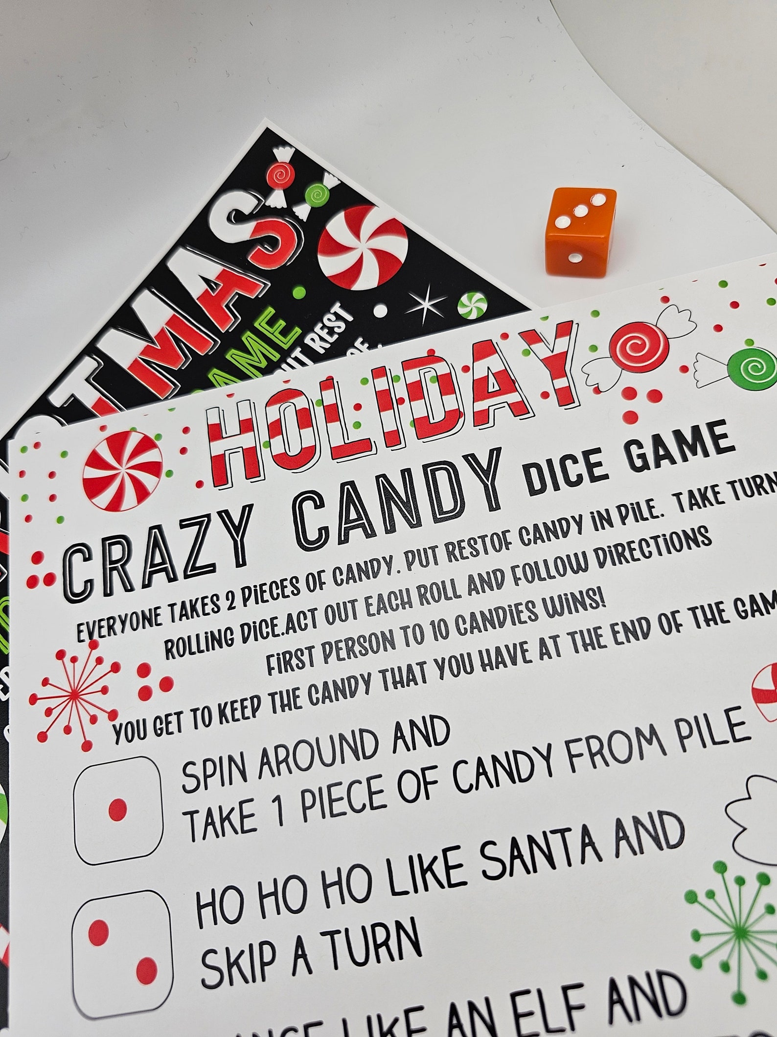 Christmas Roll the Dice Crazy Candy Charades AND Candy Swap - Etsy