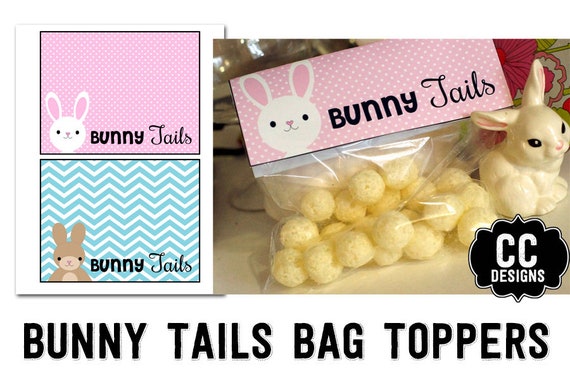 PRINTABLE Easter Bunny Tails Bag Topper Digital Rabbit | Etsy