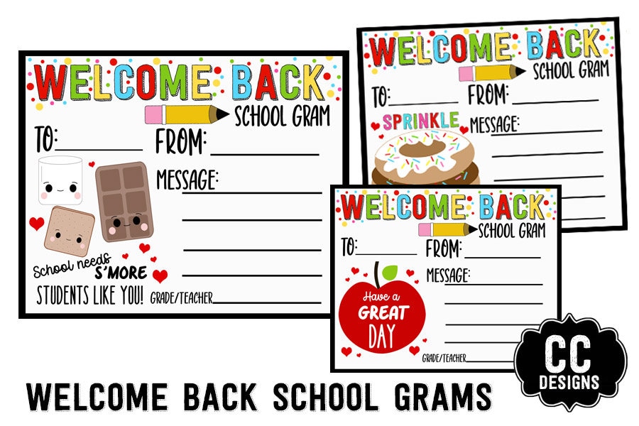 PRINTABLE Welcome Back School Grams First Day of School Candy Grams ...