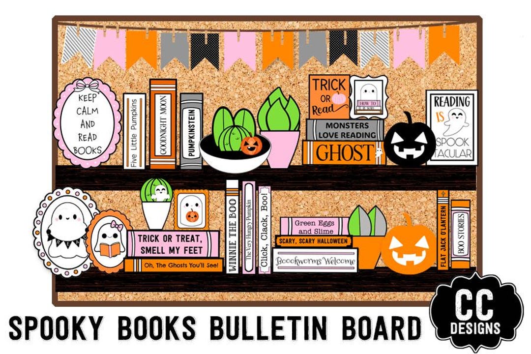 Spooky Books Bulletin Board Kit | Halloween Classroom Reading Corner ...