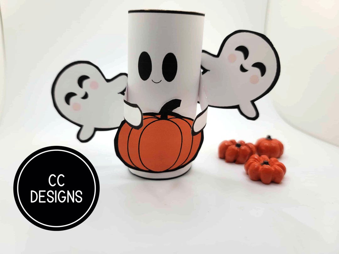 Ghost Toilet Paper Roll Craft: Kids Halloween Printable Halloween Craft ...