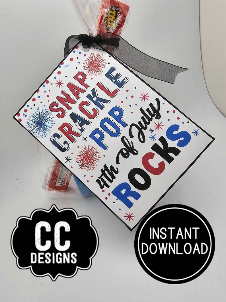 PRINTABLE Snap Crackle Pop Fourth of July Digital Printable Tags PDF ...