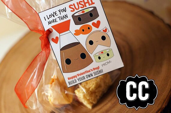 PRINTABLE Kawaii Sushi Build a Valentine Card Food DIY | Etsy