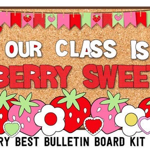 Berry Best Bulletin Board Strawberry Valentine Door Kit Classroom ...