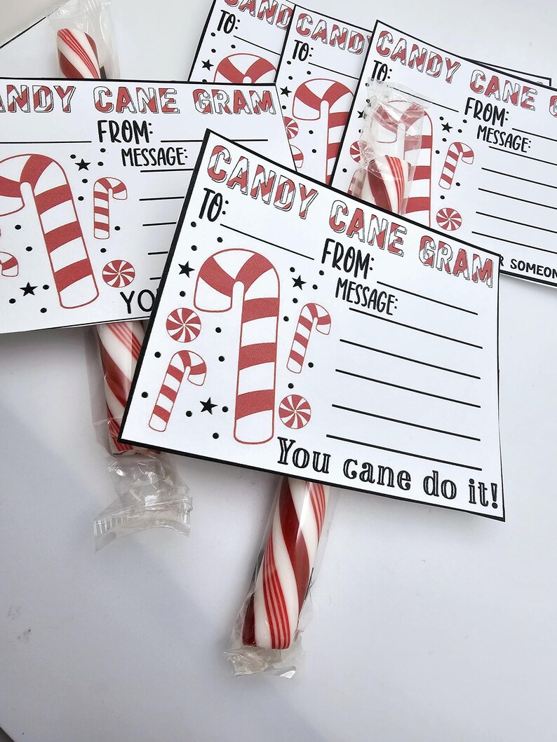 PRINTABLE Candy Cane Gram PTO Grams Christmas Candy Fundraiser Message ...