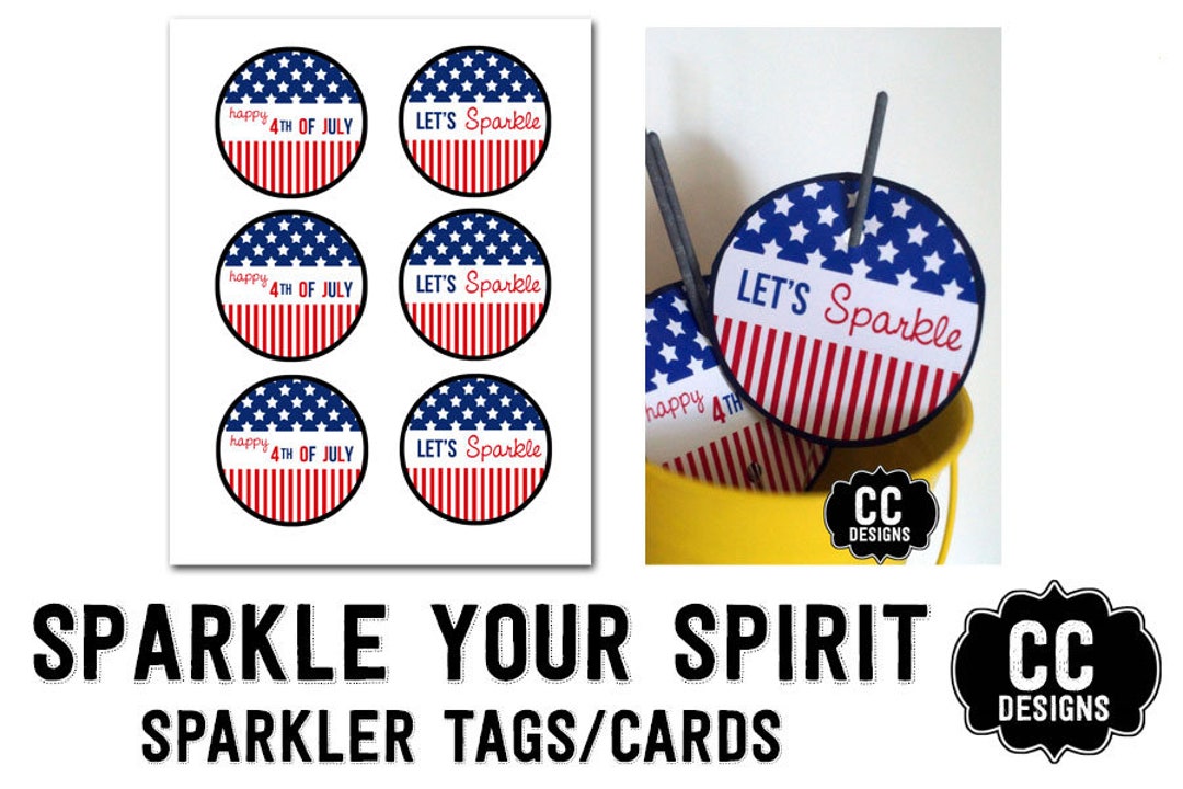 PRINTABLE Sparkler Favor Card Parade Sparkler Gift Favor Favor for 4th ...