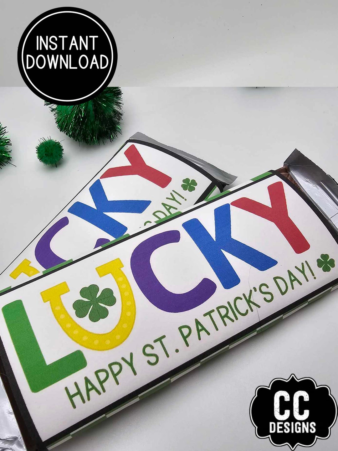 St Patrick's Day Printable St Patrick Candy Bar Wrapper Large Candy Bar ...