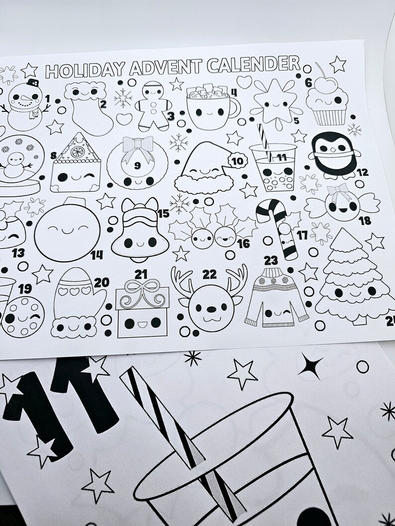 Christmas Advent Printable Holiday Advent Daily Coloring Activity Sheet ...