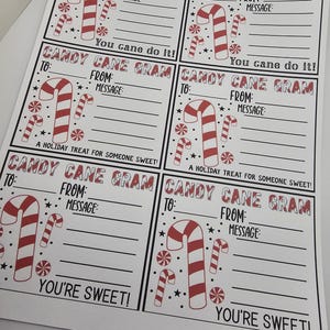 PRINTABLE Candy Cane Gram PTO Grams Christmas Candy Fundraiser Message ...