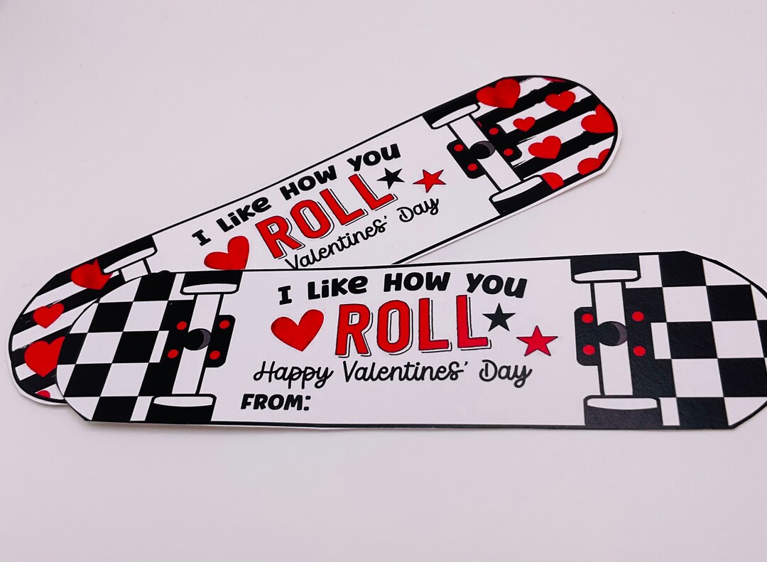 PRINTABLE Skateboard Cut Out Valentine Favor Tag Valentine's Day DIY ...