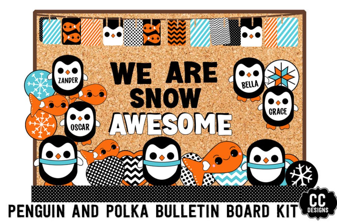 Penguin and Polka Bulletin Board Design Kit Cut Outs Lettering Borders ...