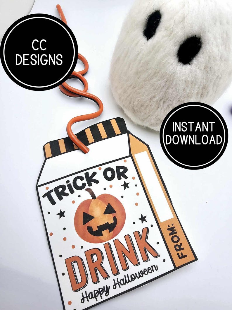 Halloween Straw Drink Party Favor Tags Milk Carton Straw Tags Fall ...