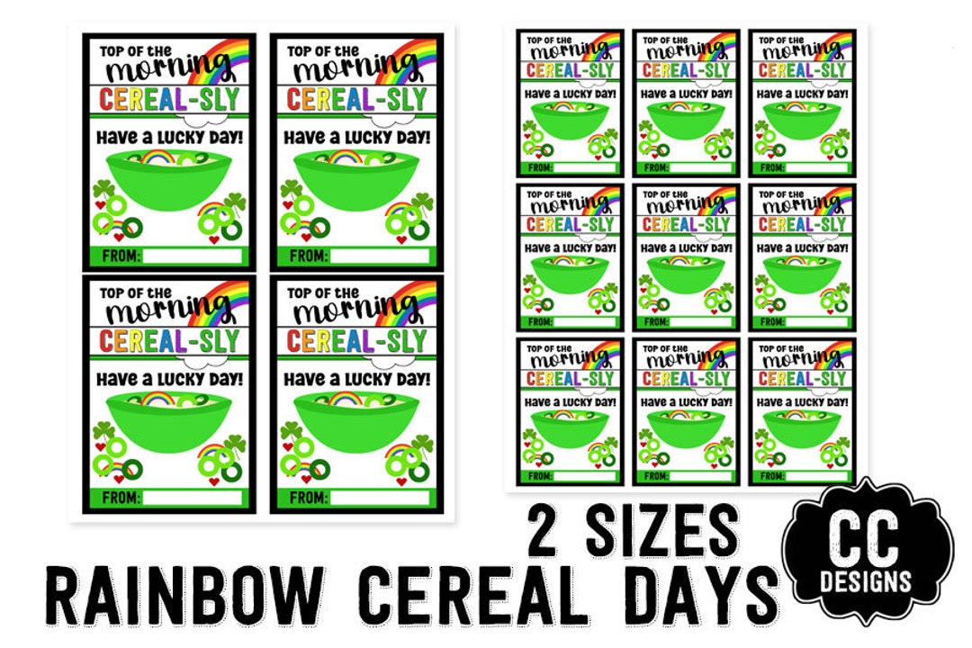 PRINTABLE Rainbow Lucky Cereal Tags Breakfast St. Patrick's Day Tags - Etsy