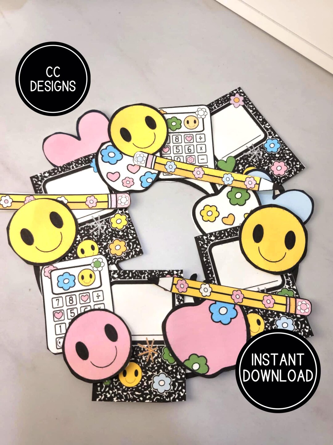 Doodle Wreath Craft Template Art Project for Back to School Craft ...