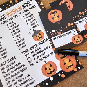 PRINTABLE Pumpkin Name Whats Your Name Game Pumpkin Name Generator ...