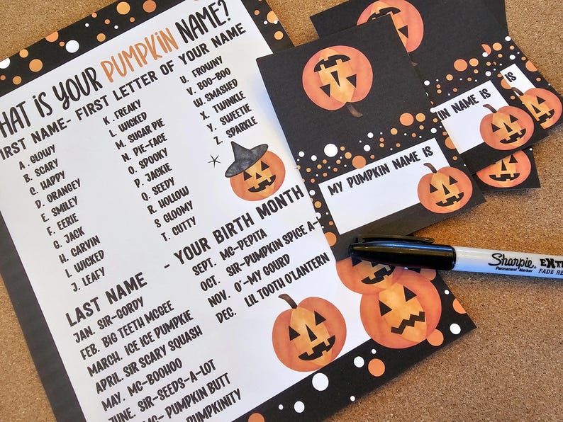 PRINTABLE Pumpkin Name Whats Your Name Game Pumpkin Name Generator ...