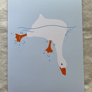 Curious Swimming Goose Print - Etsy
