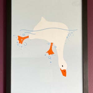 Curious Swimming Goose Print - Etsy