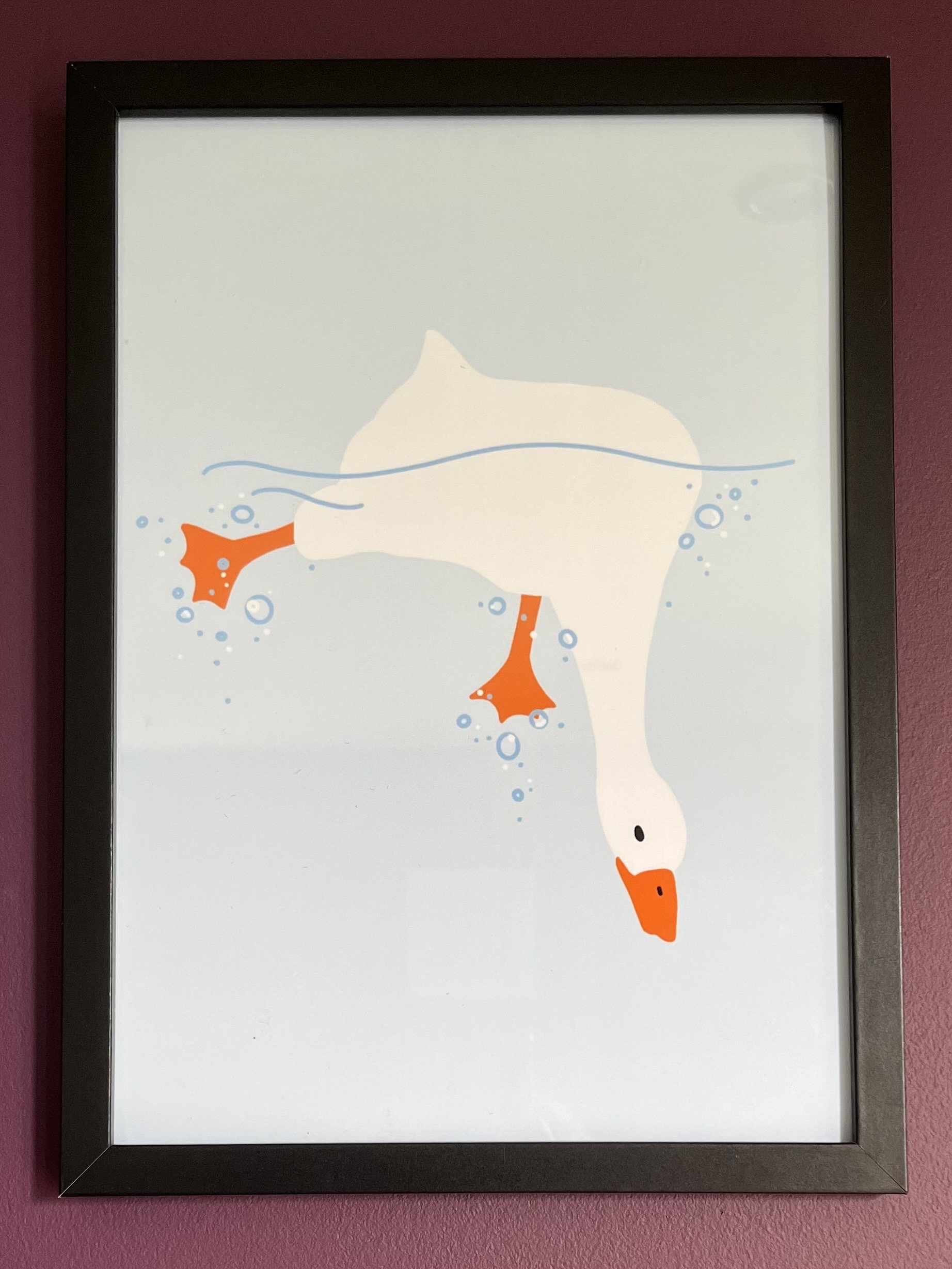 Curious Swimming Goose Print - Etsy