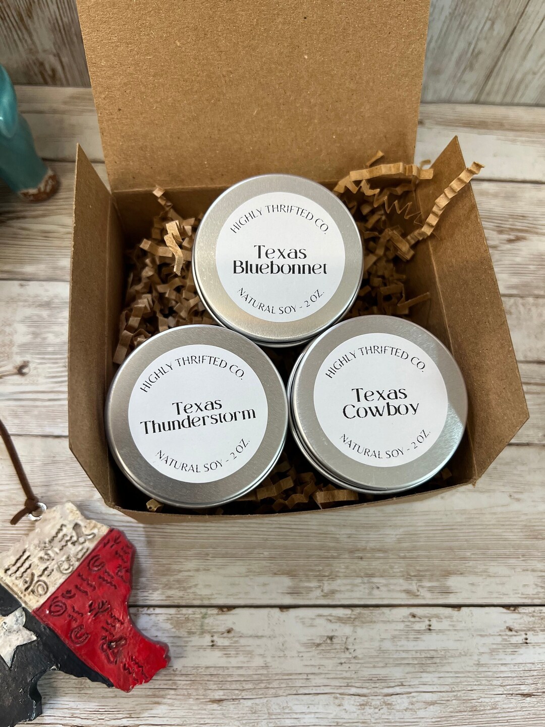 Texas Sampler Candle Gift Set: Bluebonnet, Cowboy, Thunderstorm - Etsy