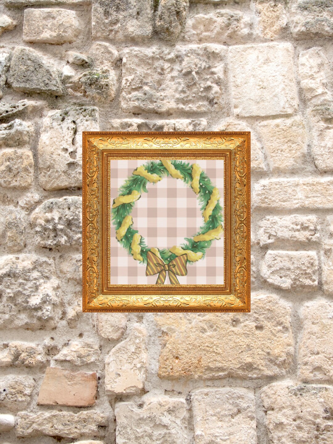Cottage Core Christmas Wreath Wall Art Print - Etsy