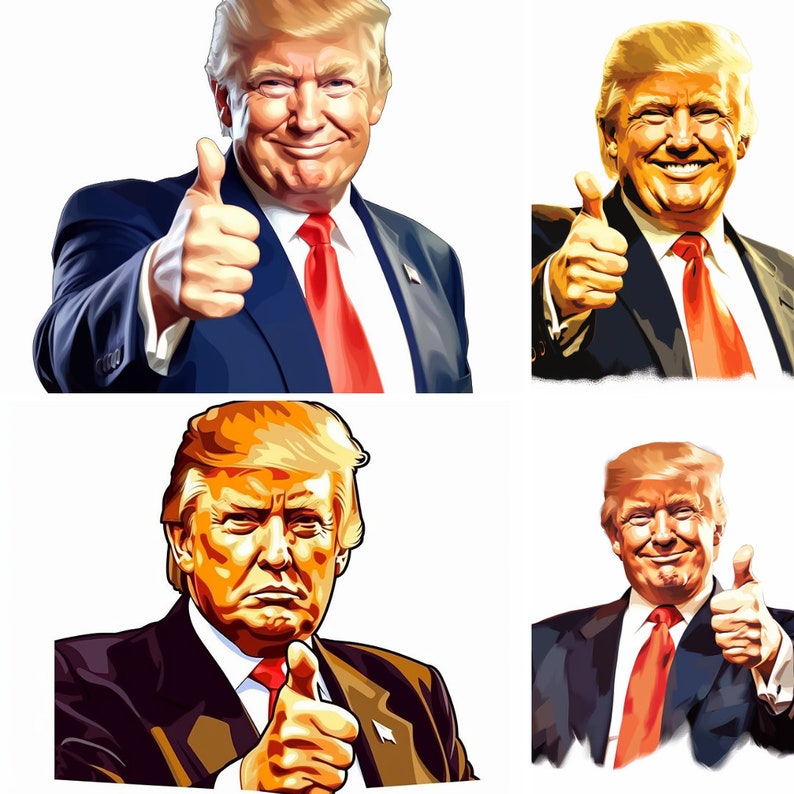Donald Trump 8 Clip Art Digital Designs Graphic Image Bundle Thumbs up ...