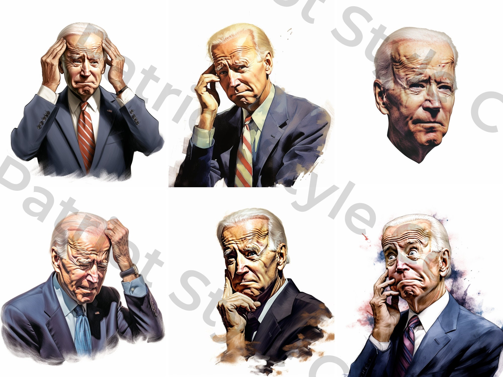 Confused Biden 12 Clip Art Digital Designs, Graphic Image Bundle, Lost ...