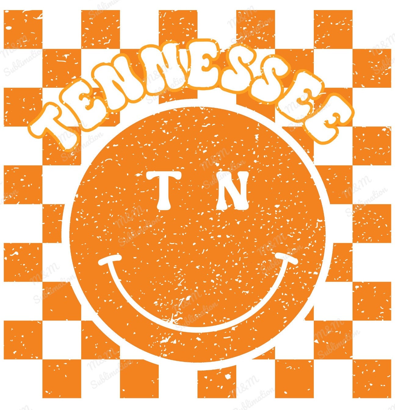 Tennessee, TN, Checkered, Smiley, PNG, Sublimation - Etsy