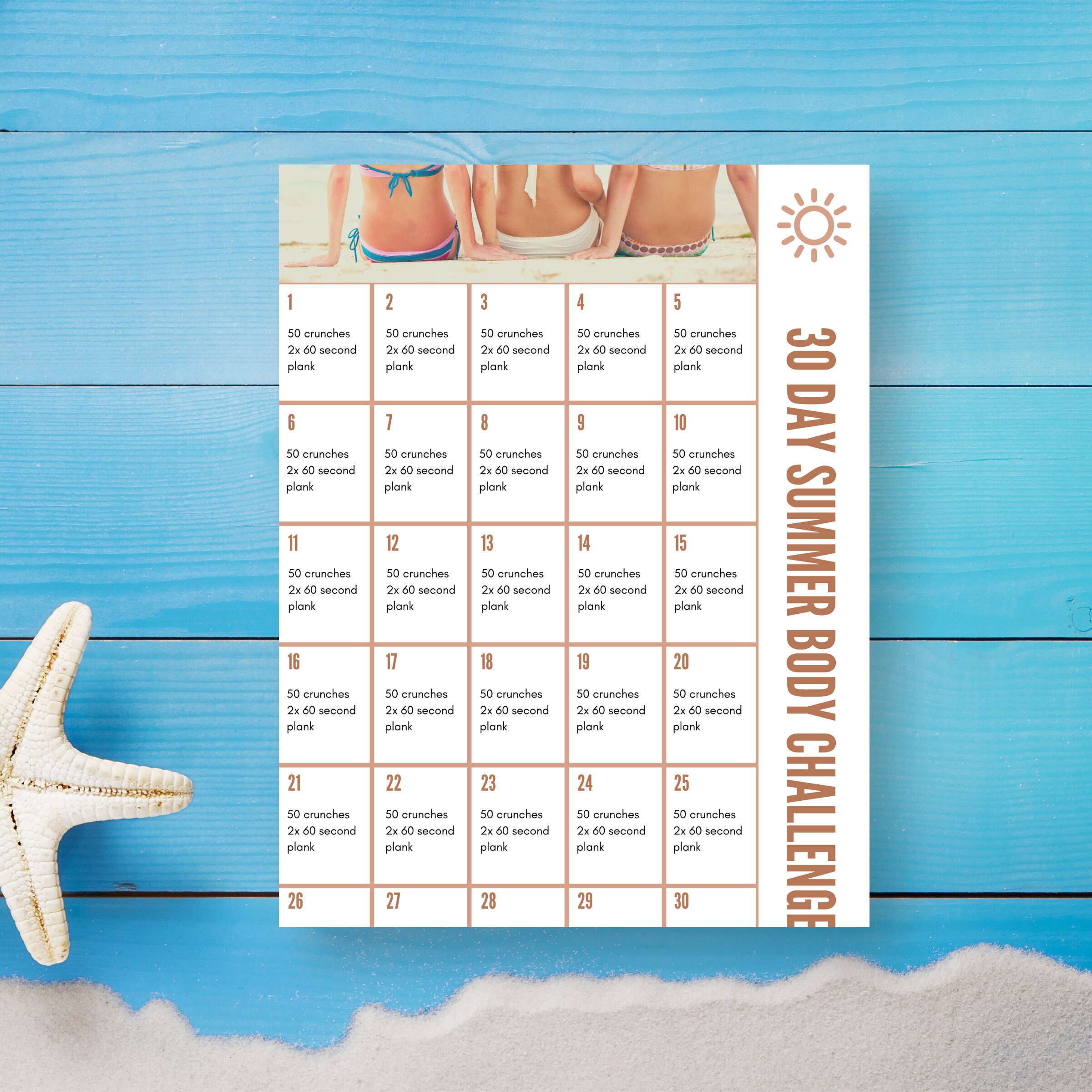 30 Day Summer Body Guide Summer Body Printable Bikini Body Workout Plan ...