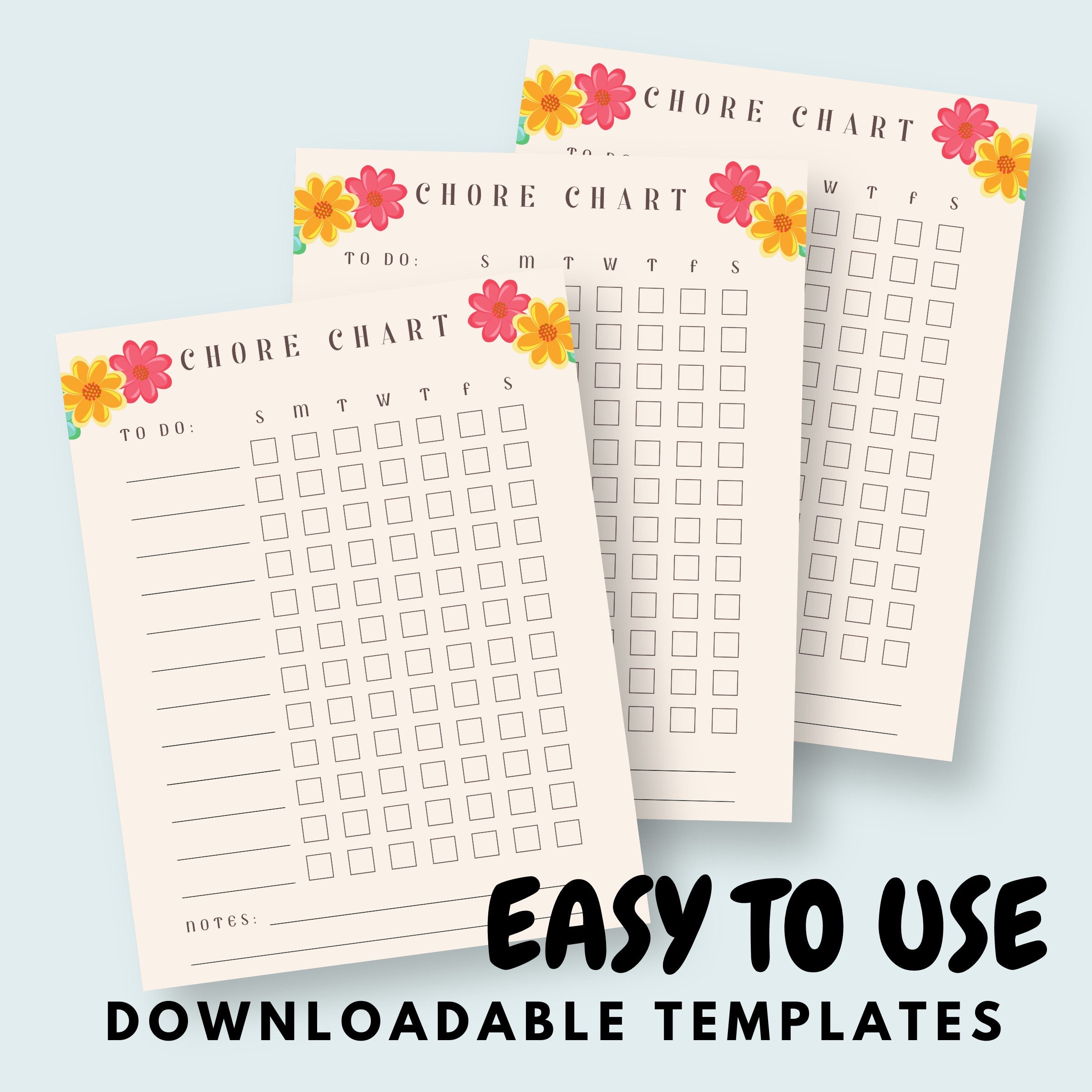 Undated Planner Monthly Schedule Workout Weekly Chore Chart Meal Plan ...