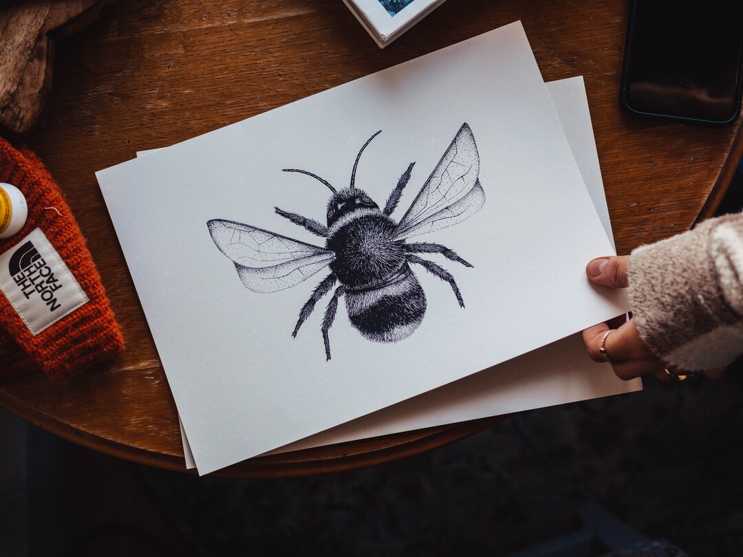 Bumblebee Ink Pen Drawing - Etsy