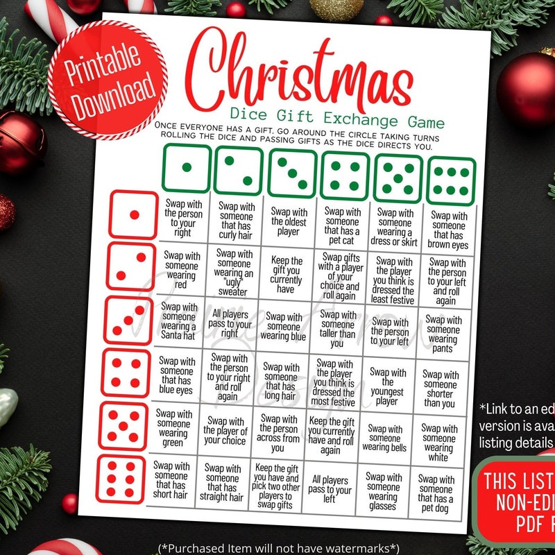 Christmas Dice Game Printable - Etsy
