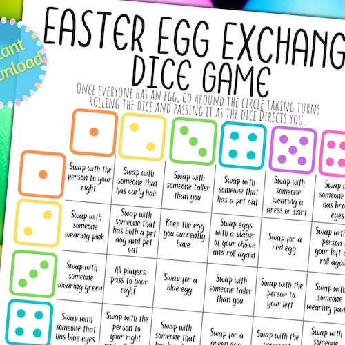 Easter Egg Exchange Dice Game Printable Game Easter Group - Etsy