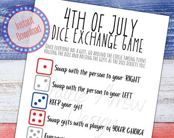 4th of July Exchange Dice Game Printable Game ⁝ Independence Day Group ...