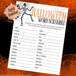 Halloween Word Scramble Game, Group Party (digital Download) - Etsy