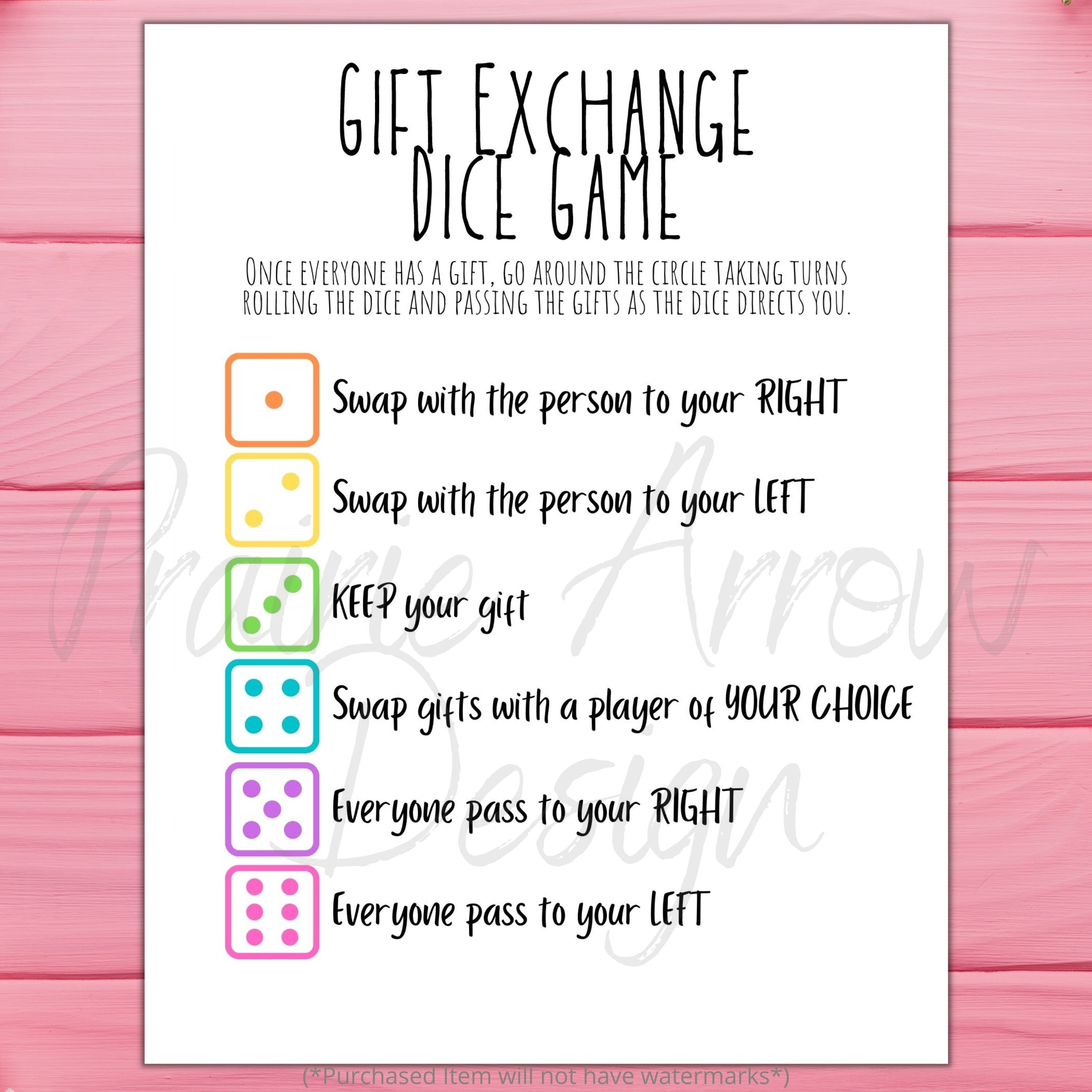 Gift Exchange Dice Game Printable Game Any Occasion Group - Etsy