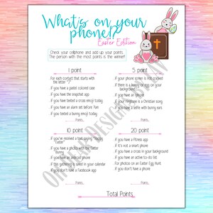 Easter what's on Your Phone Printable Game | Etsy