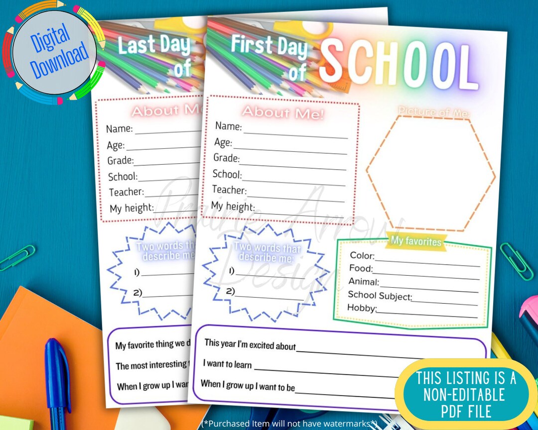 First & Last Day of School Questionnaire Worksheet ⁝ Back to School ...