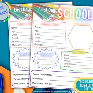 First & Last Day of School Questionnaire Worksheet ⁝ Back to School ...