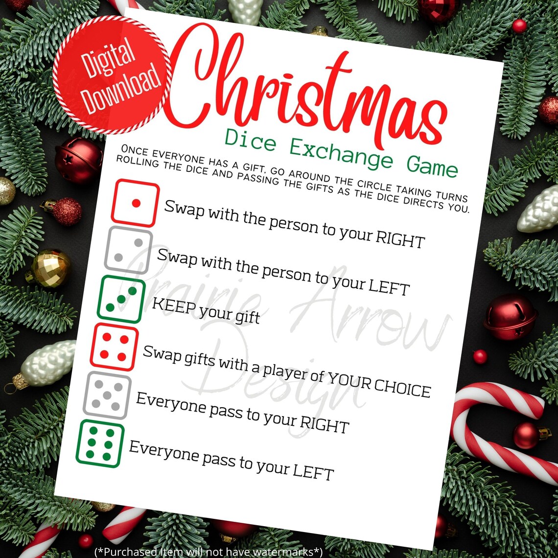 Christmas Gift Exchange Dice Game Printable Game ⁝ Christmas Group ...