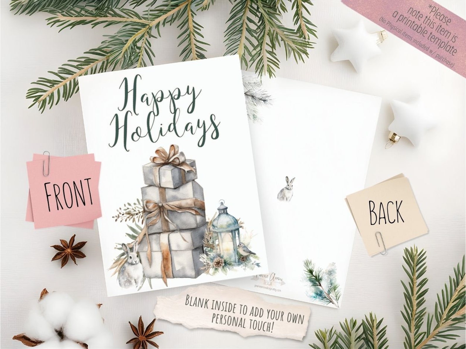 Rustic Woodland Holiday Card Set (digital Download) - Etsy