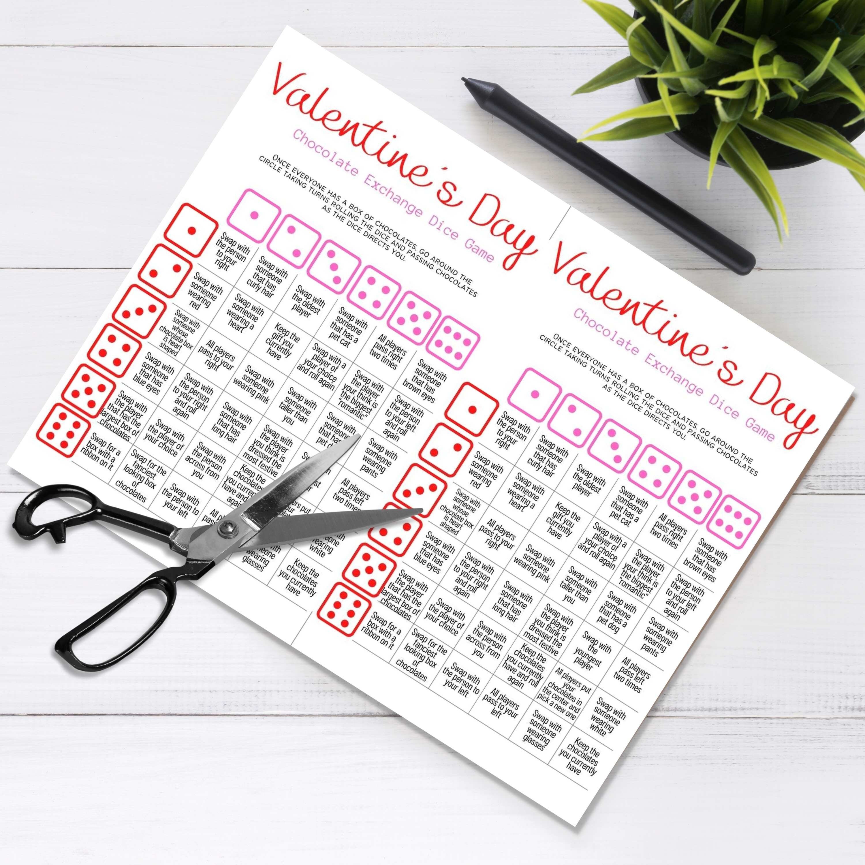 Valentine's Day Chocolate Exchange Dice Game Printable Game ⁝ Valentine ...