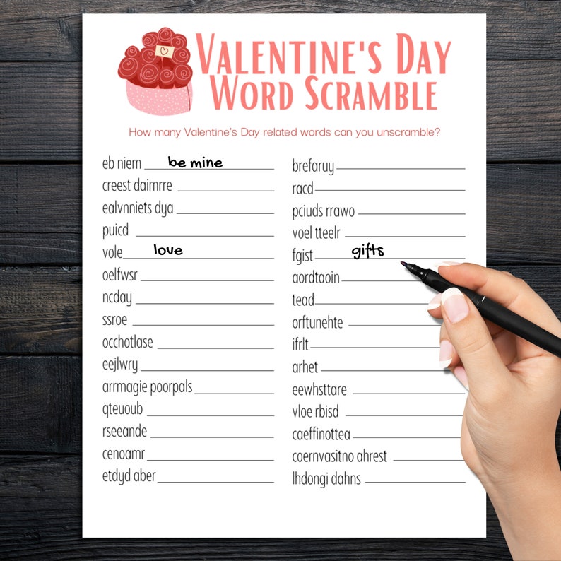 Valentine's Day "word Scramble" Printable Game ⁝ Valentine's Day Group ...