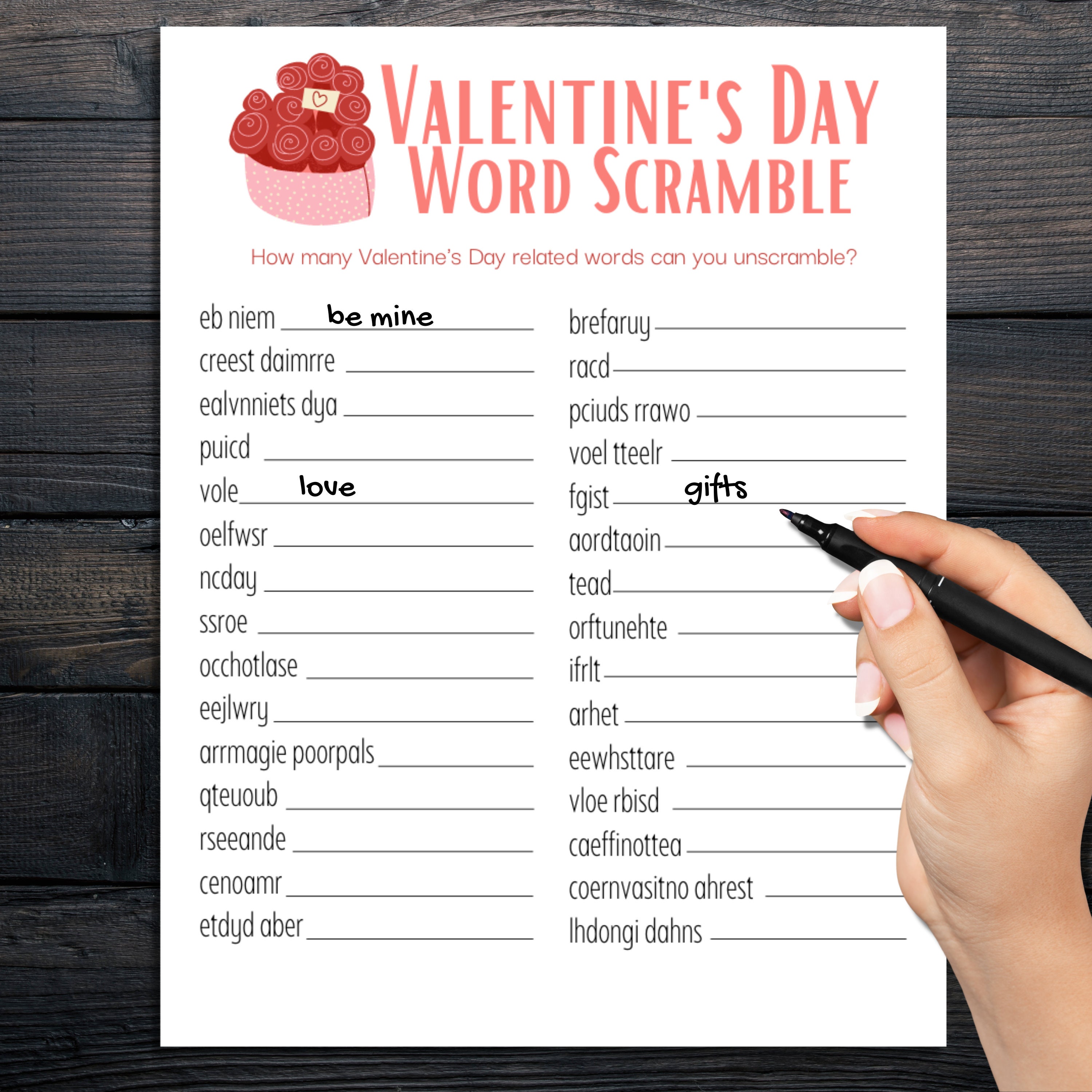Valentine's Day Word Scramble Game (digital Download) - Etsy