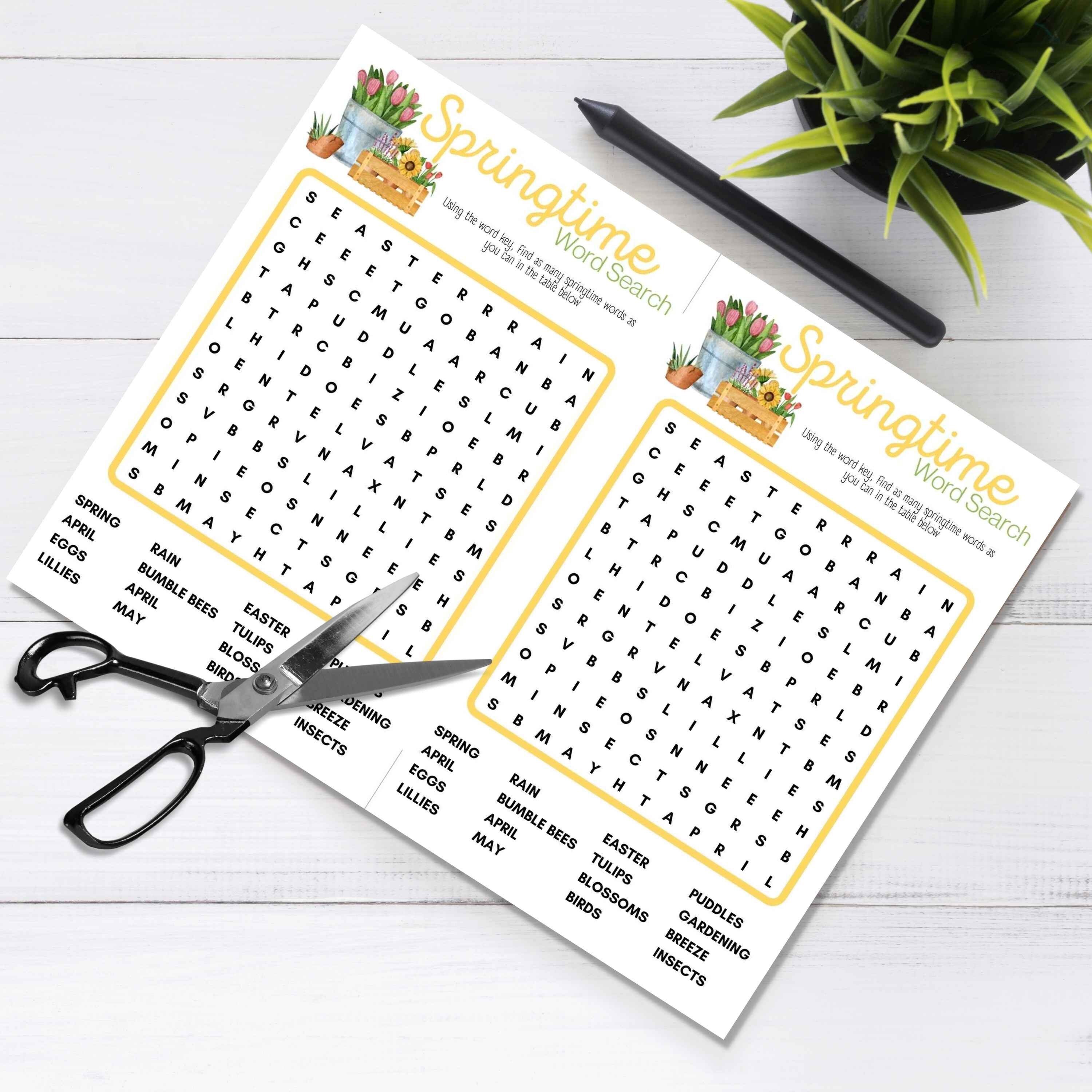 Spring Word Search Printable Game ⁝ Springtime Group Party Game ...